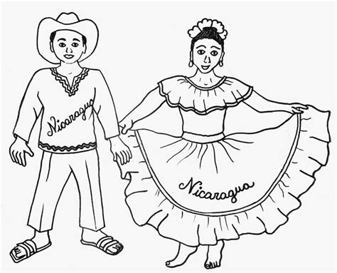 Traje Folklórico Nicaragüense Nicaragua Male Sketch Humanoid Sketch