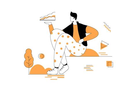 마케팅 비즈니스 캐릭터 아트 벡터 플랫 라인 일러스트 프리미엄 벡터