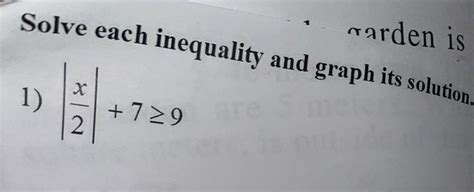 solve each inequality and graph its solution 1 ∣∣ 2x ∣∣ 7≥9 filo