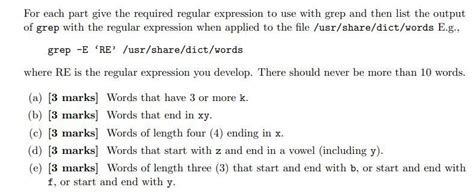solved for each part give the required regular expression to