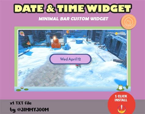 Date And Time Widget For Twitch Streaming Custom Widget Customizable Minimal Style Custom