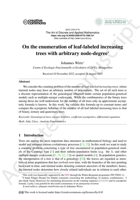 Pdf On The Enumeration Of Leaf Labeled Increasing Trees With