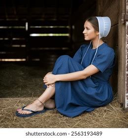 Beautiful Young Amish Lady Seated Her Ai Generated Image 2563193727