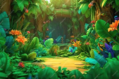 Colorful Cartoon Style Environment Generative Ai Illustration Premium Ai Generated Image