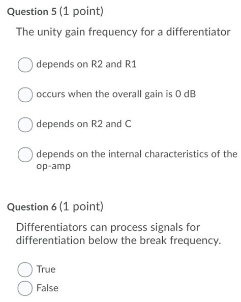 Solved Question Point The Unity Gain Frequency For A Chegg