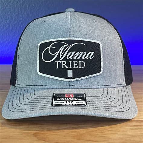 Mama Tried Funny Leather Patch Hat Blacksilver Vivideditions