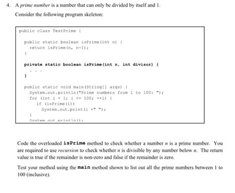 Solved A Prime Number Is A Number That Can Only Be Chegg Com