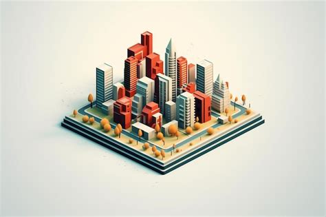 Premium Photo Ouline City Isometric Composition