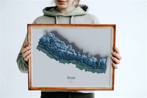Nepal Relief Map Printable Decor Etsy