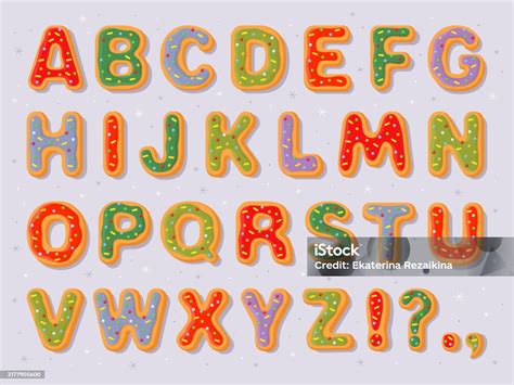 새해 진저 브레드 쿠키는 편지 형태입니다 영어 알파벳 굵은 글씨체 재미있는 글꼴 개체 그룹에 대한 스톡 벡터 아트 및 기타 이미지 개체 그룹 겨울 공휴일 Istock