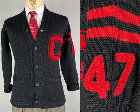 1940s Colin Goes To College Cardigan Vintage 40s Collegiate Wool