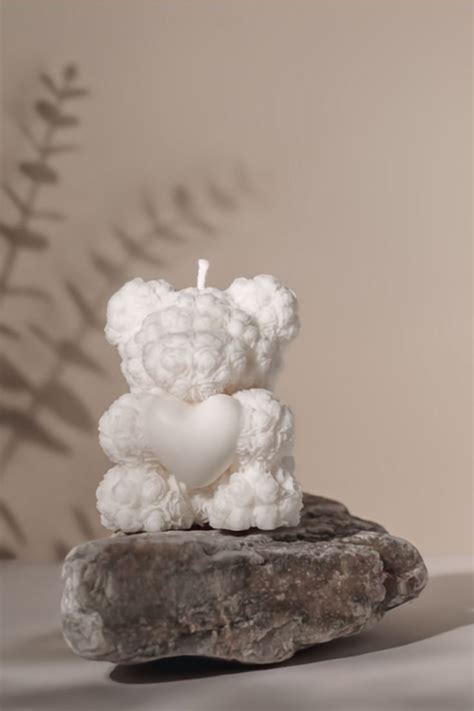 Vela Blanca Con Oso De Peluche Loja De Velas Ideas Para Emprender
