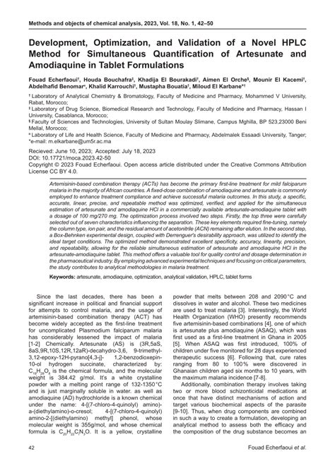 pdf development optimization and validation of a novel hplc method