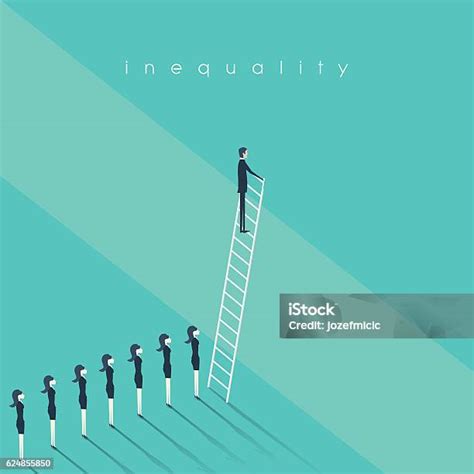 비즈니스 불평등 개념 벡터 배경입니다 사다리 위에 서 있는 남자 불균형에 대한 스톡 벡터 아트 및 기타 이미지 불균형 균형