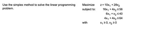 solved use the simplex method to ﻿solve the linear