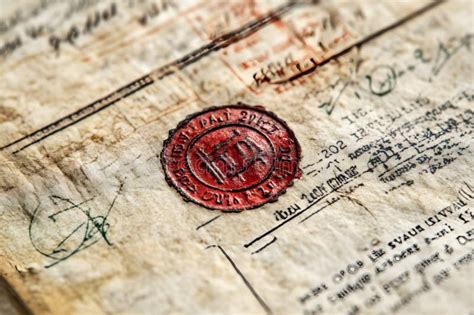Aged Historical Document With A Red Wax Seal And Handwritten Text Symbolizing Authenticity