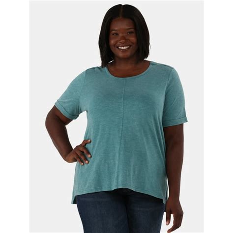 Terra And Sky Womens Plus Size Step Hem Tee With Short Sleeves Sizes 0x 5x