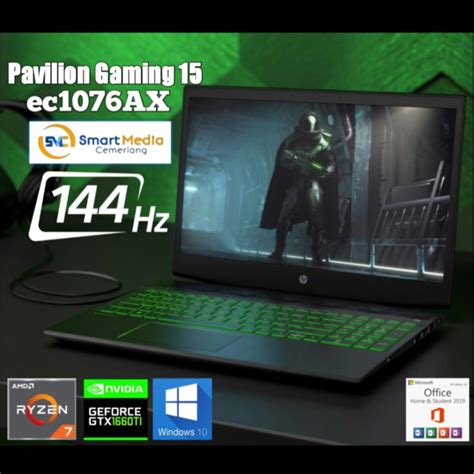 Jual HP Pavilion Gaming 15 Ec1076AX Ryzen 7 4800 16GB 512ssd GTX1660Ti 6GB W10 OHS 15 6FHD