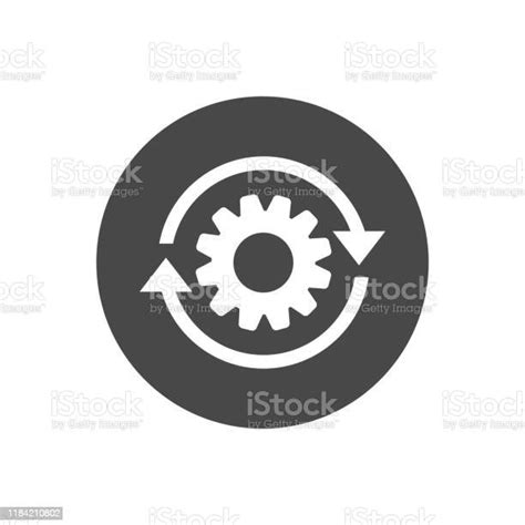 플랫 스타일의 워크플로 프로세스 아이콘입니다 흰색 격리 된 배경에 화살표 벡터 그림과 기어 톱니 바퀴 워크플로 우업 비즈니스