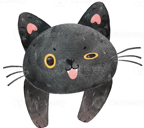 Cute Balck Cat Head Face Watercolor Cartoon 9637349 Png