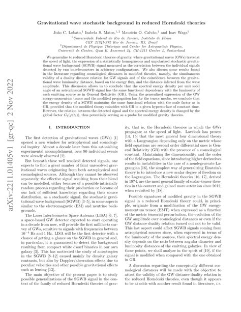 Pdf Gravitational Wave Stochastic Background In Reduced Horndeski Theories