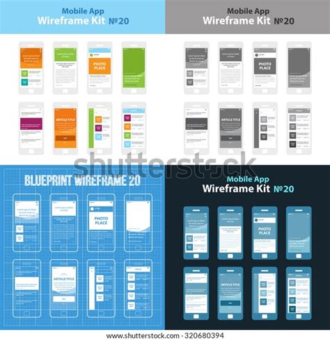 Mobile App Wireframe Ui Kit 20 Stock Vector Royalty Free 320680394 Shutterstock