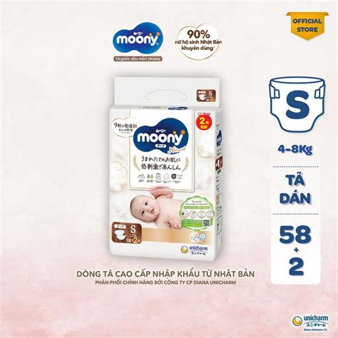 TẶng MiẾng NgẪu NhiÊn Tã Dán Moony Natural Siêu Cao Cấp Nb624s582