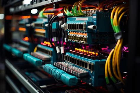 Premium Ai Image Data Center Networking Cable Closeup