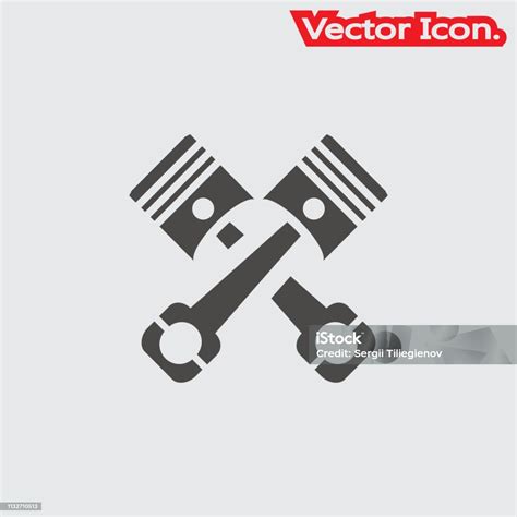 피스톤 아이콘 절연 기호 기호 및 응용 프로그램 웹 및 디지털 디자인에 대 한 평면 스타일 강철에 대한 스톡 벡터 아트 및 기타