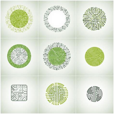 Premium Vector Set Of Vector Technology Cpu Designs With Square And