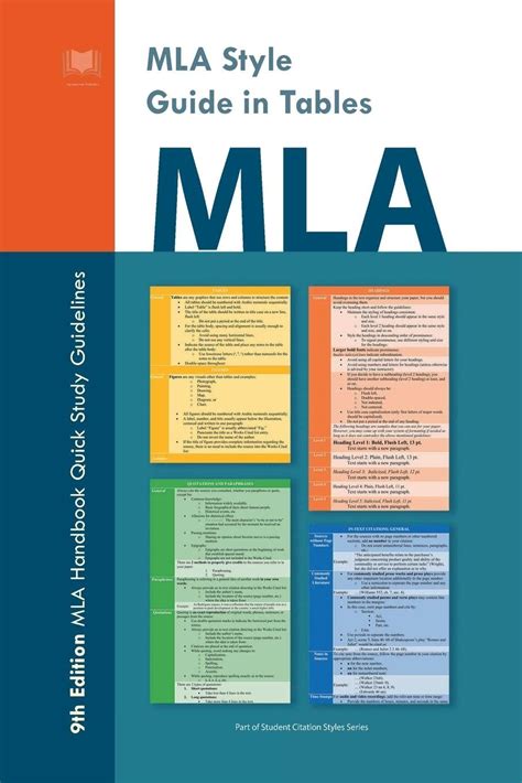 Mla Style Guide In Tables 9th Edition Mla Handbook Quick Study