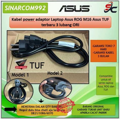 Jual Kabel Power Adaptor Laptop Asus Rog M Asus Tuf Terbaru Lubang Ori Rog Model Di