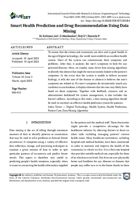 Pdf Smart Health Prediction And Drug Recommendation Using Data Mining