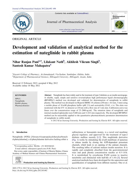 Pdf Development And Validation Of Analytical Method For The Estimation Of Lamivudine In Rabbit
