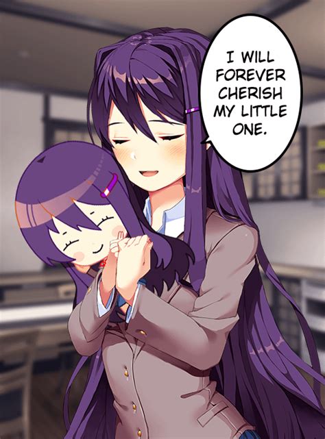 Yuri Cuddles Her Chibi Self Ddlc