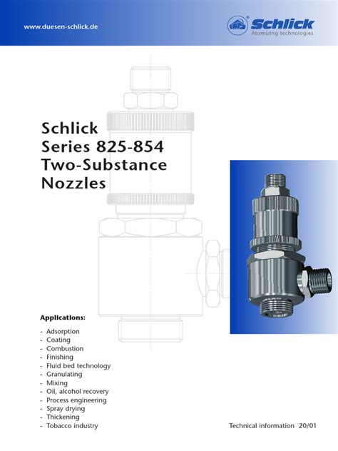 Schlick Series 825 854 Two Substance Nozzles 20 01 Pdf Liquids Nozzle