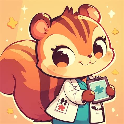 Premium Vector A Clever Squirrel Doctor Cartoon Style