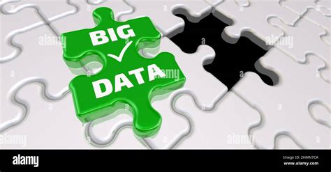 big data folded white puzzles elements and one final green piece of