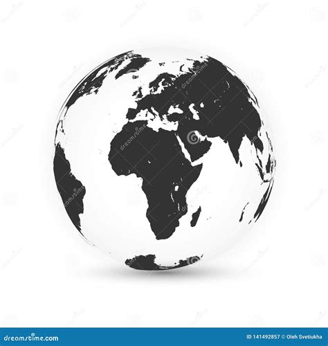 Earth Globe World Map Set Planet With Continents Stock Vector