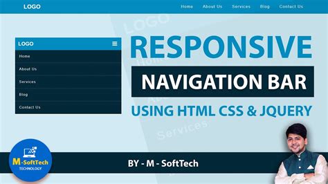 Responsive Navigation Menu Bar Using Html Css And Jquery Youtube