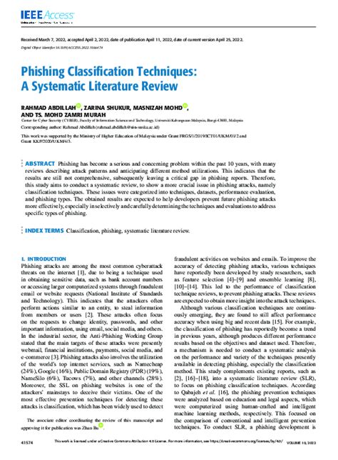 Pdf Phishing Classification Techniques A Systematic Literature Review