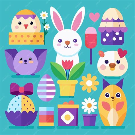 Premium Vector Cute Easter Characters And Elements Set