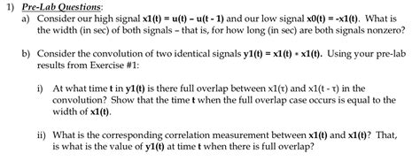 Solved 1 Pre Lab Questions A Consider Our High Signal X1