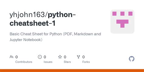 GitHub Yhjohn163 Python Cheatsheet 1 Basic Cheat Sheet For Python PDF Markdown And Jupyter