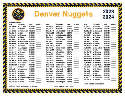 Printable 2023 2024 Denver Nuggets Schedule