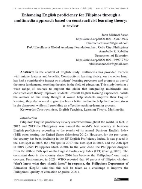 Enhancing English Proficiency For Filipinos Through A Multimedia Approach Based On