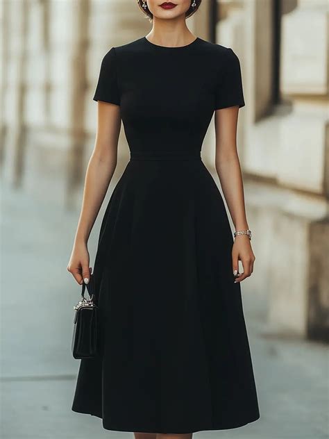 Classic Elegant A Line Flared Silhouette Midi Dress Casa Laro