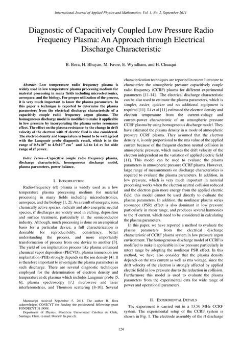 Pdf Diagnostic Of Capacitively Coupled Low Pressure Radio Frequency Plasma An Approach