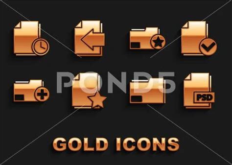 Set Document With Star And Check Mark PSD File Document Folder Add New Royalty Free 166360686