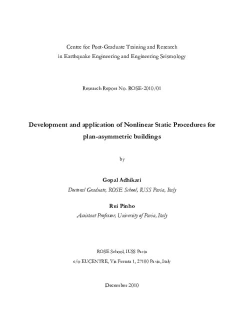 Pdf Development And Application Of Nonlinear Static Procedures For Plan Asymmetric Buildings